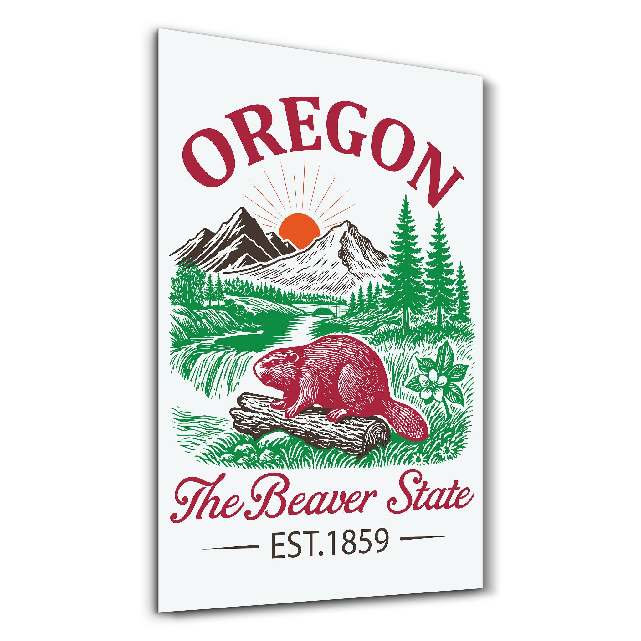 Oregon - The Beaver State | Glass Wall Art – Artdesigna