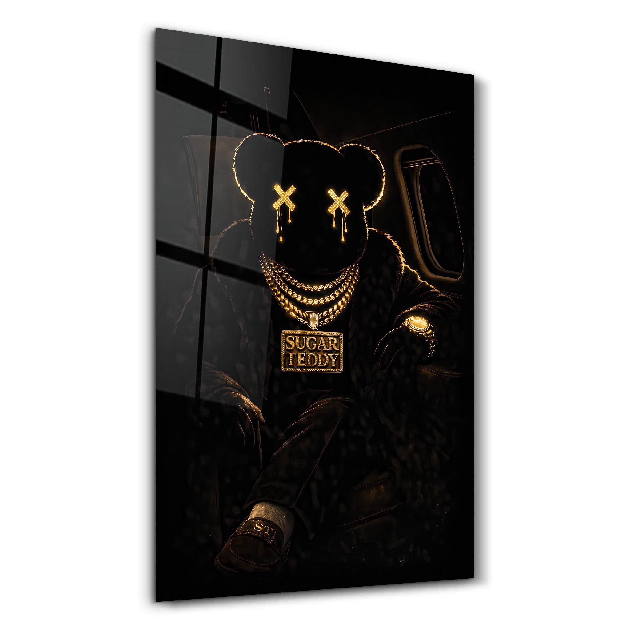 Drip x Sugar Teddy | Glass Wall Art – Artdesigna