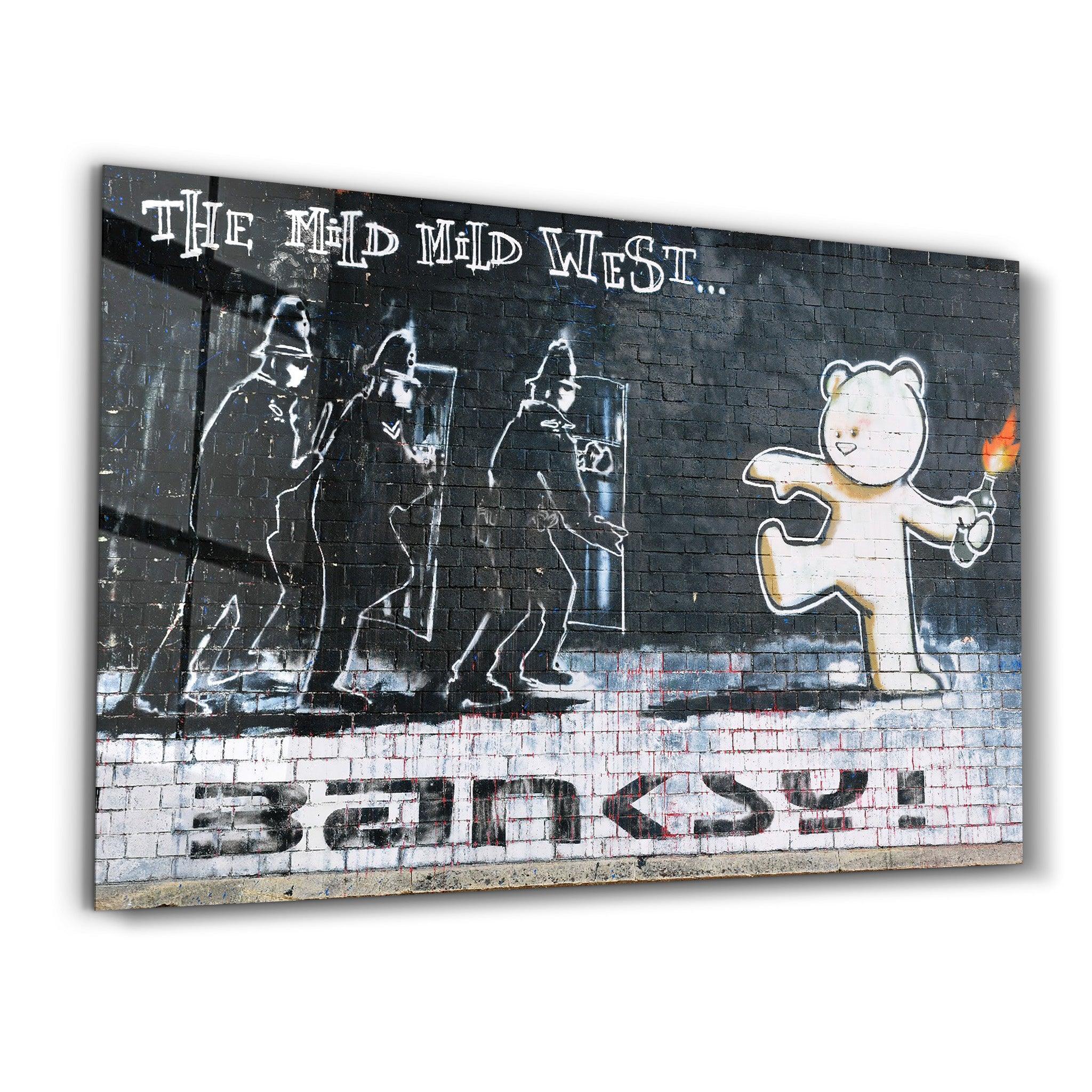 Banksy - The Mild Mild West | Glass Wall Art – Artdesigna