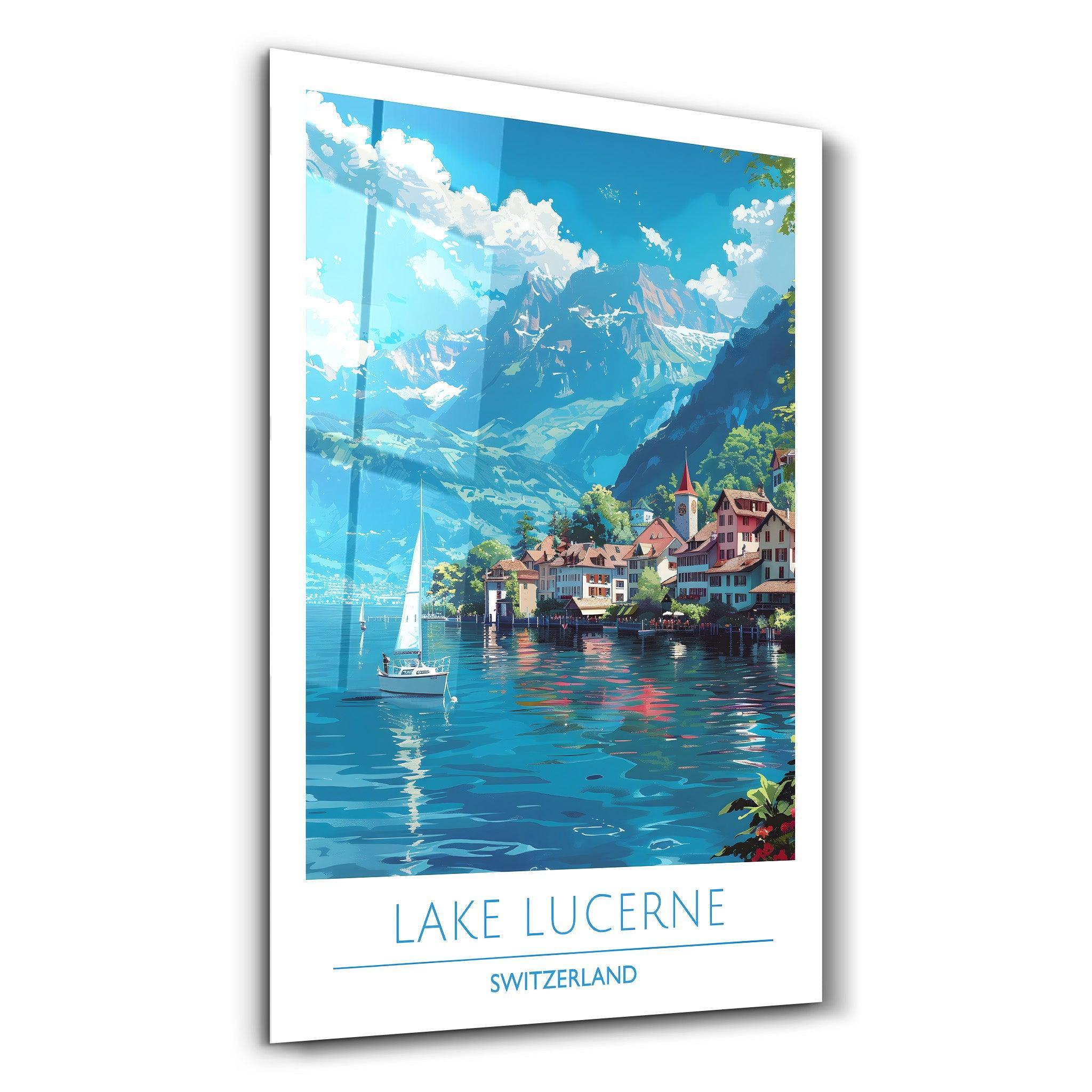 Lake Lucerne Switzerland-Travel Posters | Glass Wall Art – Artdesigna