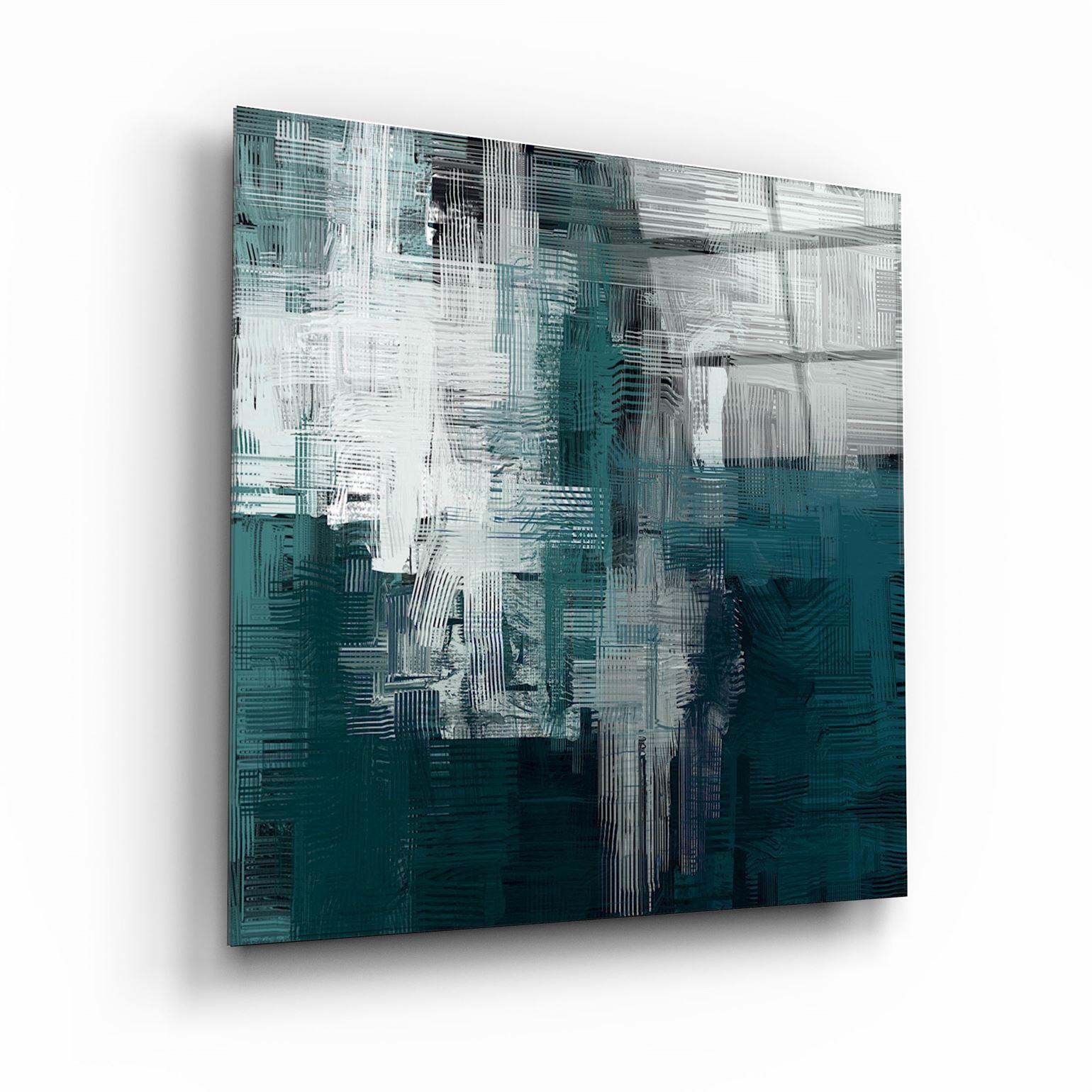 Blue Green Gray"・Glass Wall Art – Artdesigna