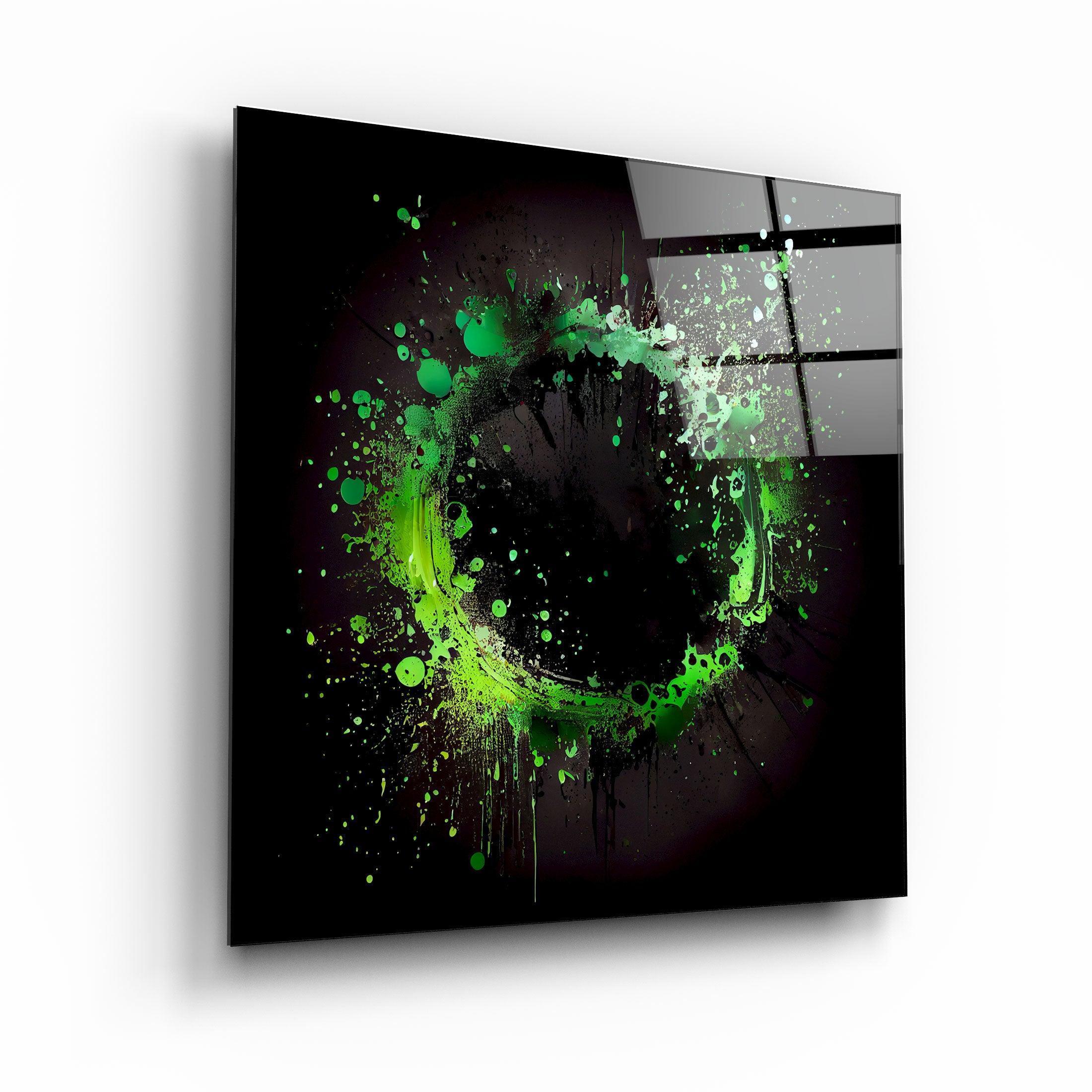."Paint Splash Ring-Green". Designer's Collection Glass Wall Art ...